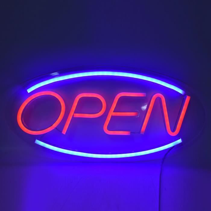 Lampe Néon - AKOZON - OPEN - Rouge et Bleu - Alimentation USB - 45x22cm ...
