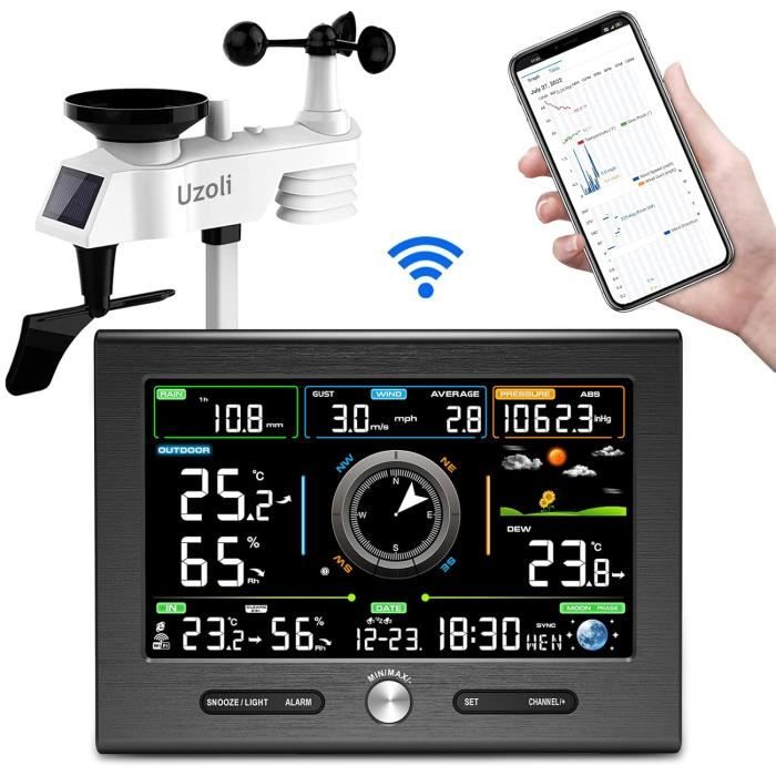 Station Météo Professionnelle Wifi Pluviomètre Anémomètre Température ...