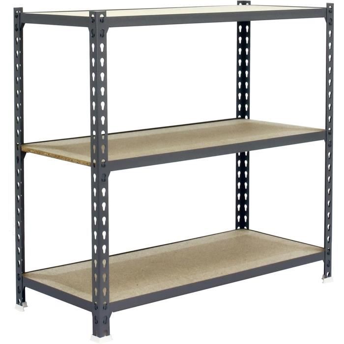 Etagère Métallique - Maderclick Plus - Sans Vis Kit - 3 étagères - Gris-Bois - Cdiscount Maison