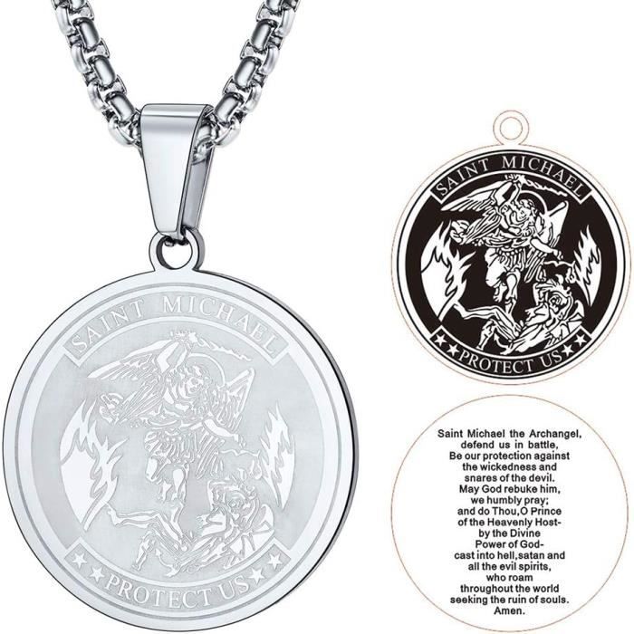 Collier Archange Michael Saint Michel Pendentif Personnalisable Acier ...