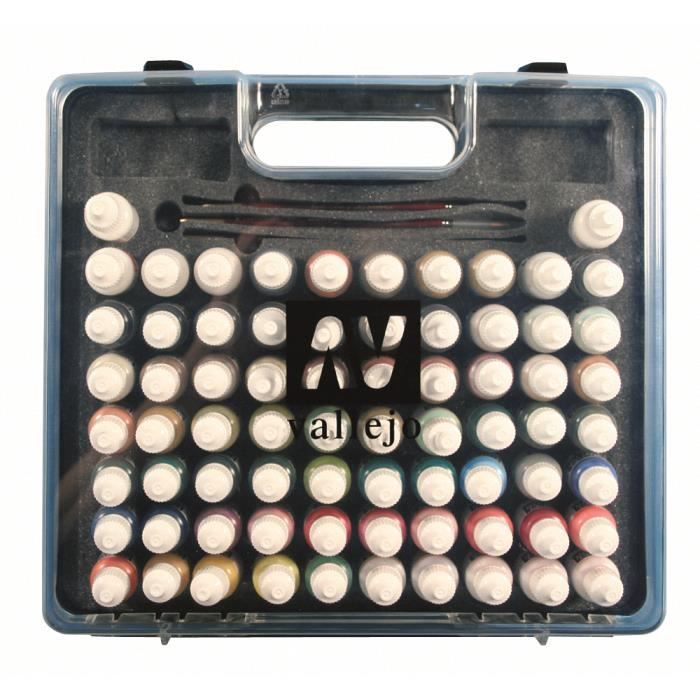 Vallejo Model Color Hobby Range Box Set (72 colours + 3 brushes + carry ...