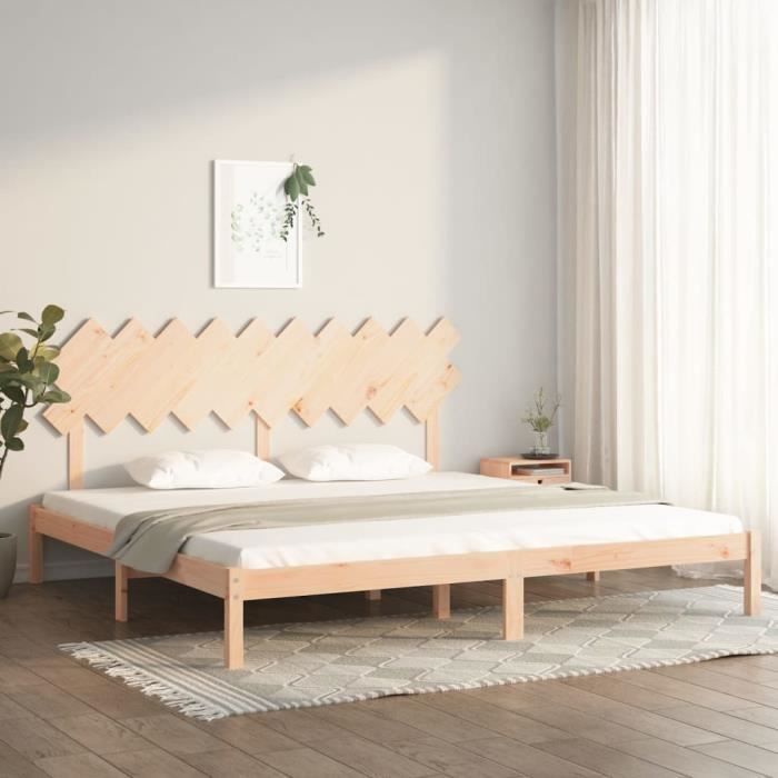 FAMIROSA Cadre de Lit 200x200 cm Bois Massif-888 - Cdiscount Maison