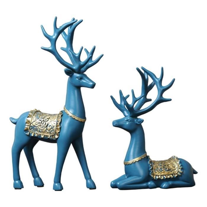 2 pièces résine renne amoureux Sculpture Couple cerf Figurine Statue ...