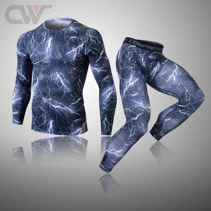 Ensemble de sous-vêtements thermiques de compression pour hommes,survêtement de course,vêtements ...