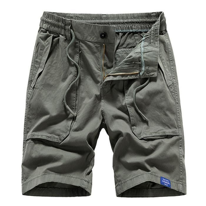 Bermuda Homme 100% Coton Cargo Shorts Homme Avec Cordon De Serrage ...