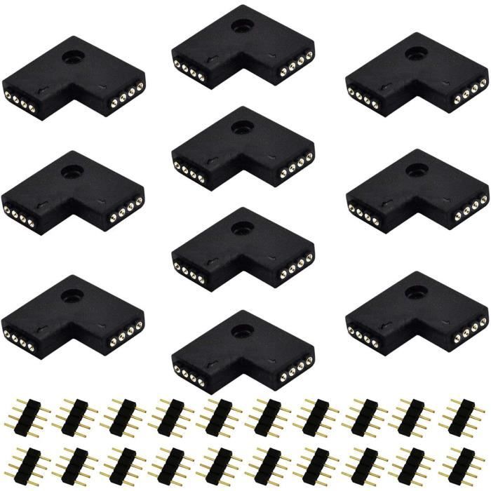 10pcs Connecteur d'angle de Bande LED 4 Pin Ruban LED à 4 Broches ...