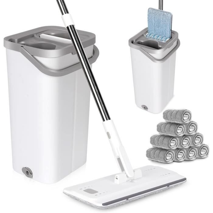 MASTERTOP Balai Plat Microfibre 140cm et Seau Essoreur, Serpillière ...