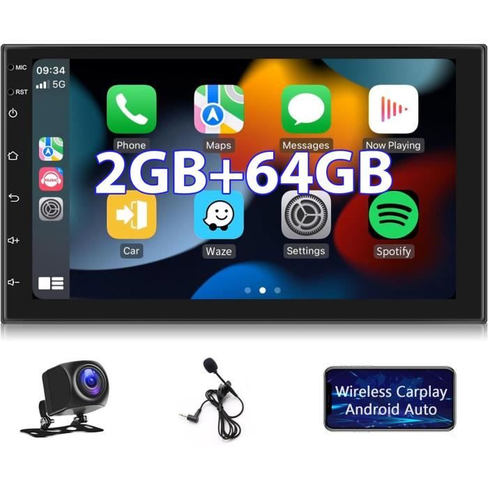 Autoradio Android 2Gb+64Gb Carplay Sans Fil Android Auto, Double Din Radio Voiture 7 Pouces 2 ...