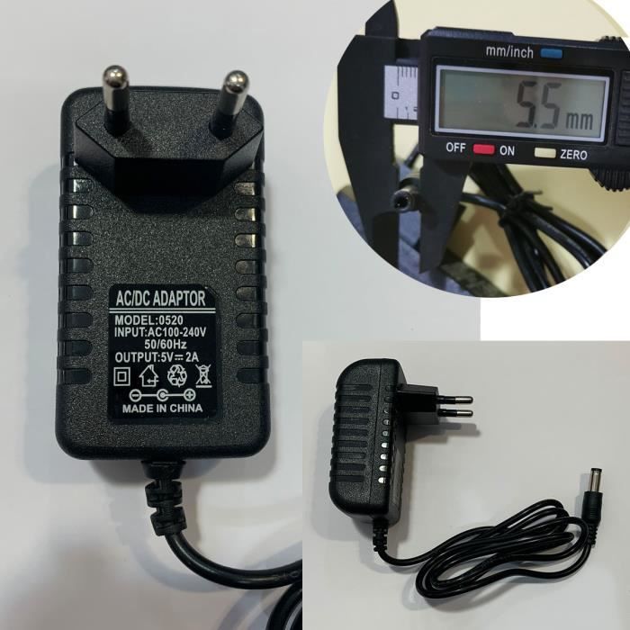 Chargeur Alimentation 5V 2A 5.5/2.1mm pour Box TV Android X96 mini T95 ...