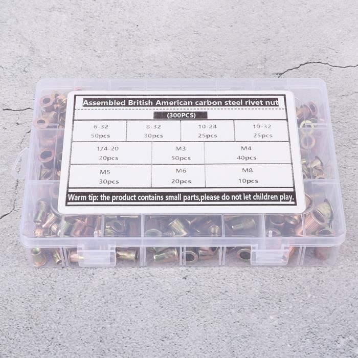 VBESTLIFE Écrou de rivet galvanisé 300pcs Écrou de rivet en acier au ...