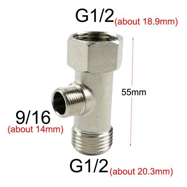 Vanne en laiton Té raccord de tuyau à 3 voies YWEI Size4-4-9--7/8 3/8 9/16 pour salle de bain ...