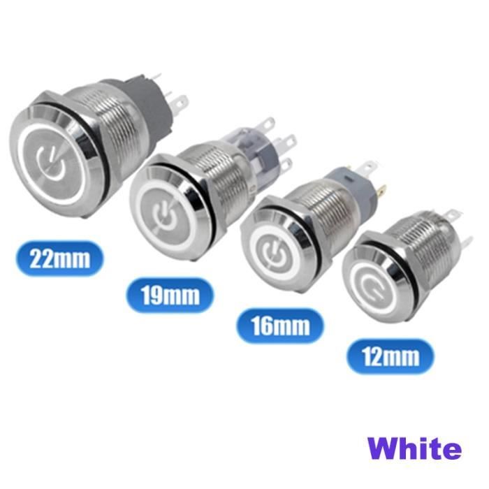 White light symbol-9-30V(12V)-16mm-Momentary self-reset -Bouton ...
