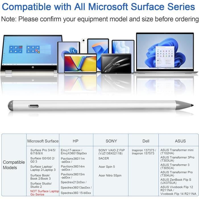 Stylet Tactile Pour Microsoft Surface, Stylet Surface Magnétique Avec ...