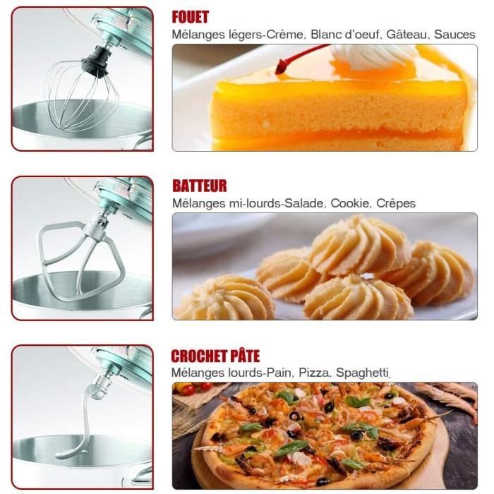 Aucma Robot Pâtissier Multifonctions,6.2 L Robot Cuisine,Robot Mixeur ...