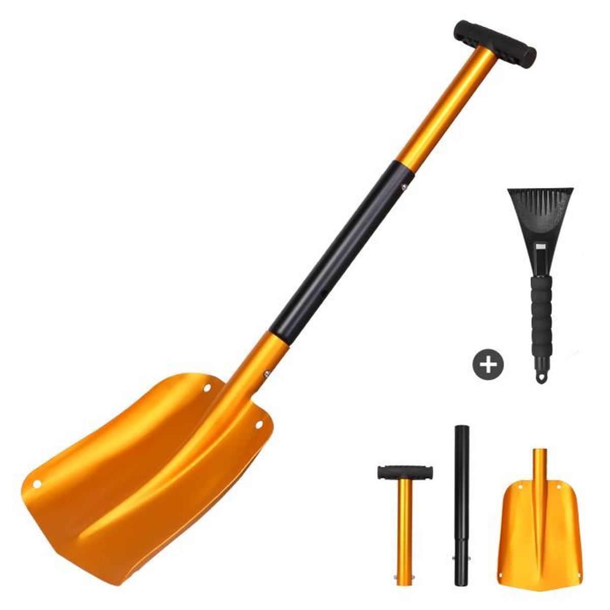 Kit de Pelle à Neige en Aluminium léger et réglable, 4 en 1 Outil ...
