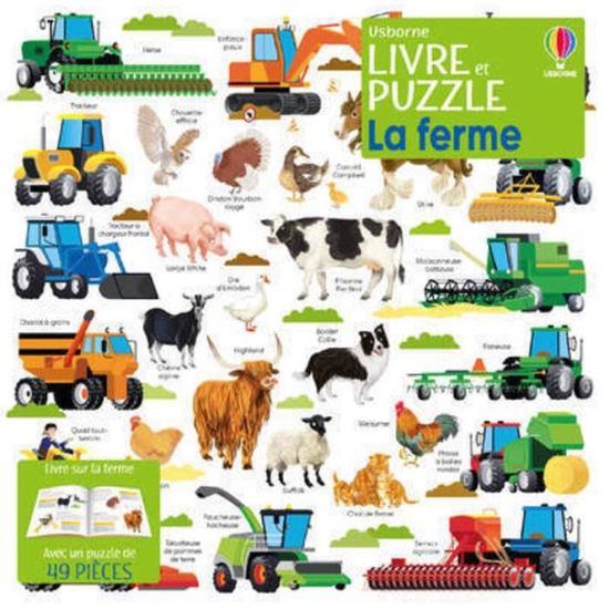 Puzzle La ferme - Usborne - Coffret livre et puzzle - Animaux et ...