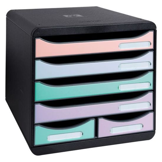 Module de rangement Exacompta Big Box Maxi 6 tiroirs - noir / assortis ...