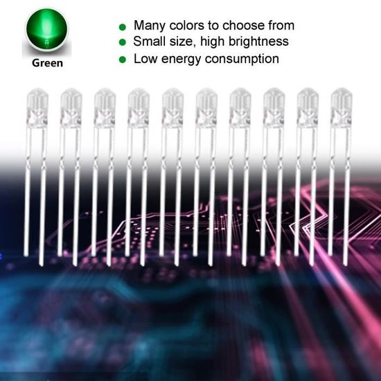 Diode LED - MINIFINKER - 3mm - 100 pièces - 8 Couleurs - Haute ...