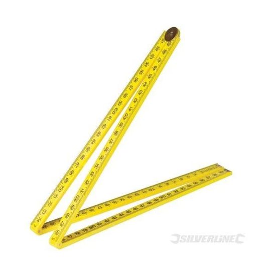 Mètre pliable - SILVERLINE - 1 m - 4 sections - Graduations métriques ...