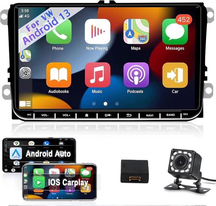 Carplay/9 pouces Carplay Autoradio 2 Din Android13 pour VW Passat B6 B7 Golf 5 6 Jetta T5 Polo ...