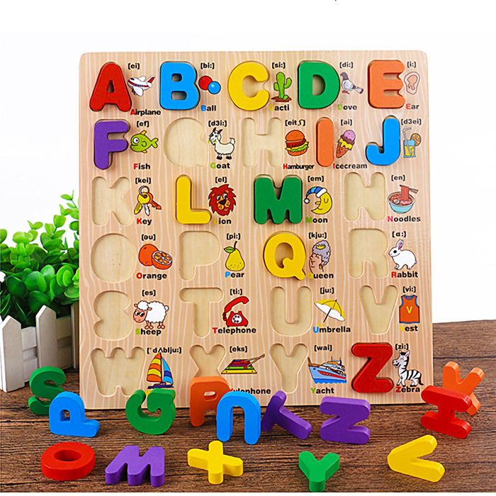 Pwshymi Lettre Puzzle Board Puzzle d'alphabet en bois Puzzle ...