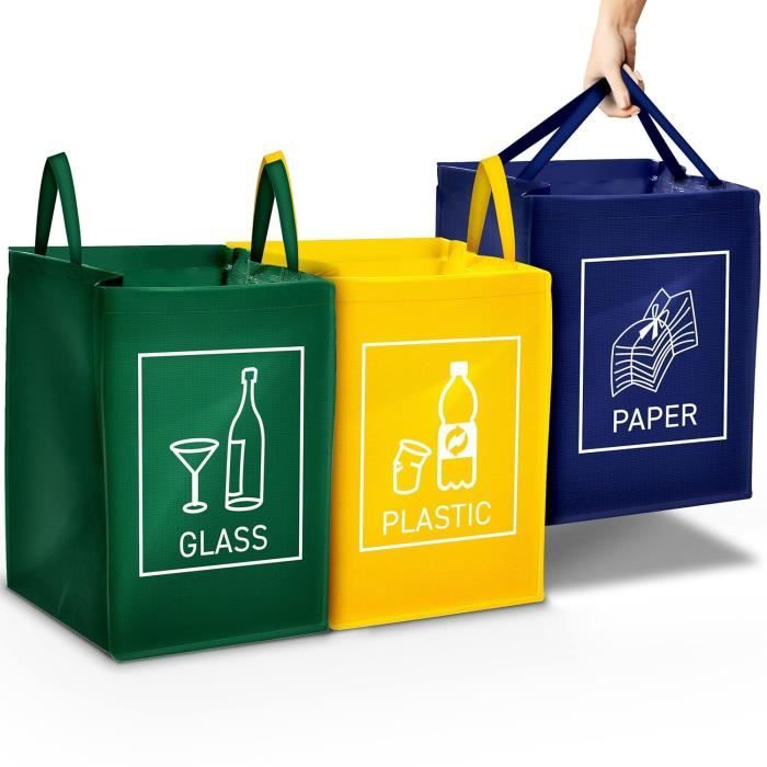 Lot De 3 Plastique Bacs De Déchets Poubelle Trieur À Déchets Poubelle ...