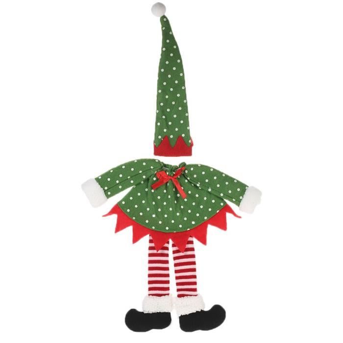 Couvre bouteille de vin de noël en tissu Style elfe, chapeau d ...