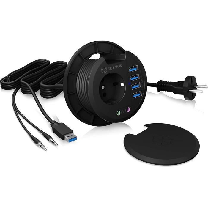 Hubs USB ICY BOX Hub de Table USB 3.0 à encastrer avec hub USB 3.0 et ...