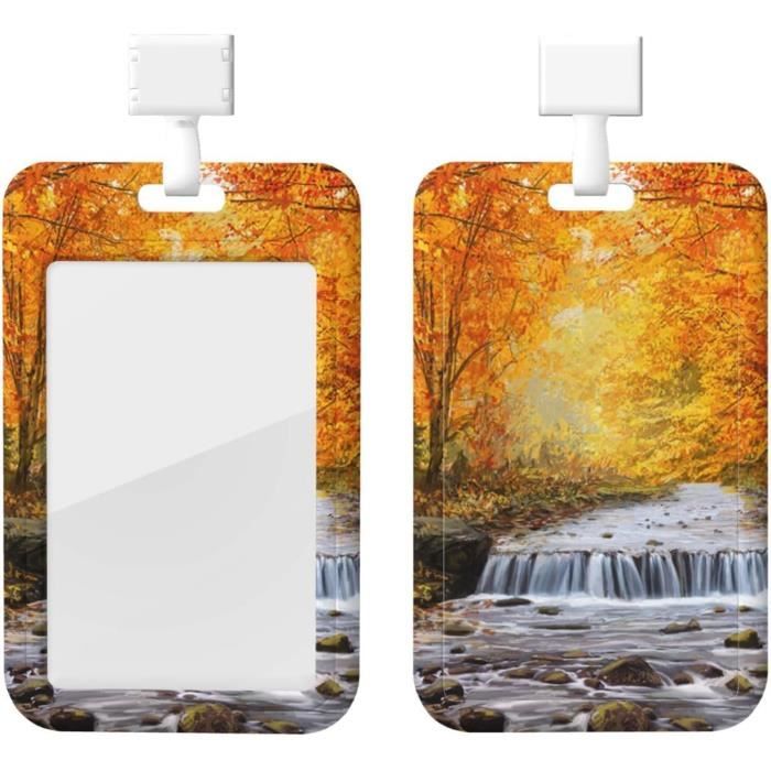 Porte-Badge Avec Lanière - Imprimé Autumn River Park - Étanche - Pour ...