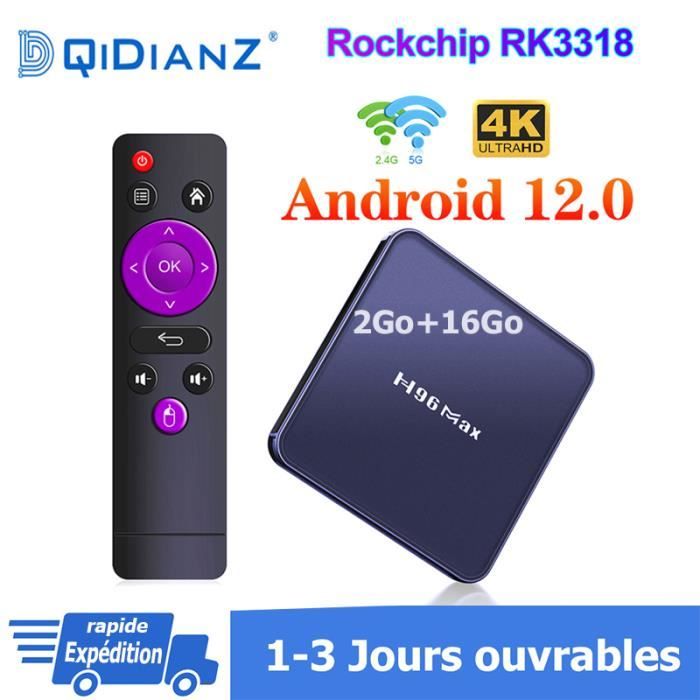 Boîte de TÉLÉVISION intelligente H96 MAX V12 Android 12, 2 go 16 go ...