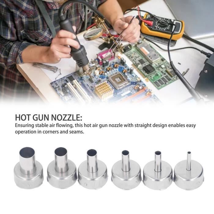 XIG Lot de 6 Buse de pistolet à chaleur en acier inoxydable Accessoire poste à souder ...