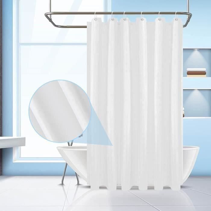 HAPPY-Rideau de douche anti moisissurerideau douche blanc en tissu ...