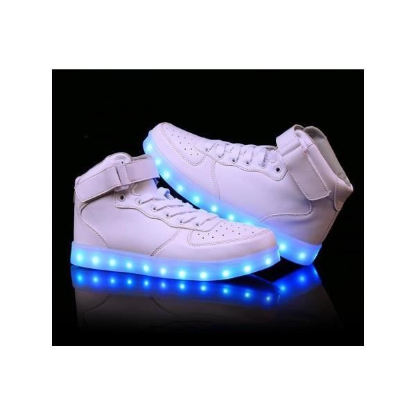 Baskets hautes LED lumineuses 8 couleurs charge... Blanc - Cdiscount ...