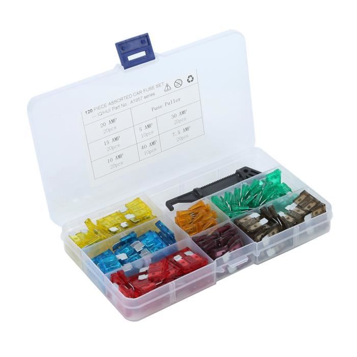 OMABETA fusible de voiture Kit d'assortiment de fusibles à lame de voiture moyenne, 120 pièces ...