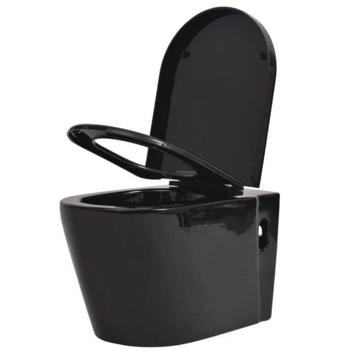 Toilette suspendue au mur avec réservoir caché Céramique Noir - Pwshymi ...