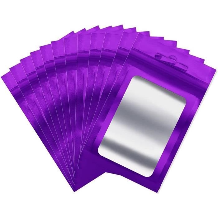 50 Pcs Sachet Aluminium Refermable Zip Avec Fenêtres Transparente ...