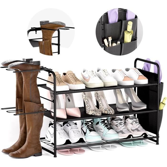 Étagère À Chaussures En Métal, Meuble À Chaussures Autoportante À 3 Niveaux, Rangement Chaussure ...
