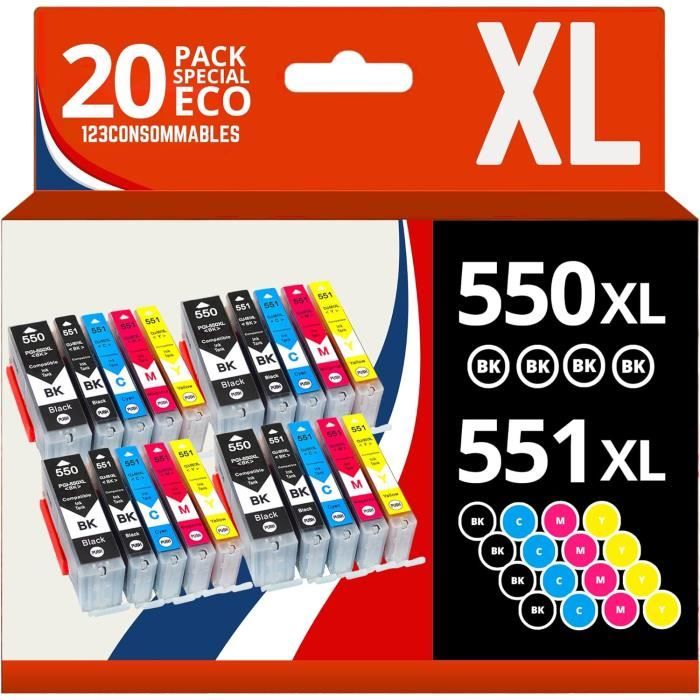 Pgi550-Cli551 Xl - Cartouches Encre Compatible Avec Canon 550 551 Pour ...