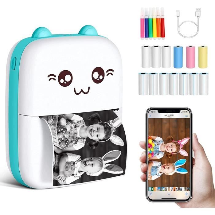 Mini Imprimante Portable, Imprimante Photo Thermique Sans Fil BT, Mini ...