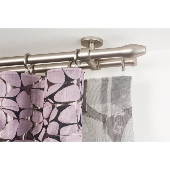 Double Tringle À Rideaux: Ø 20 Mm, L. 340 Cm. En Acier Satiné \ Complet[V3839] - Cdiscount Maison