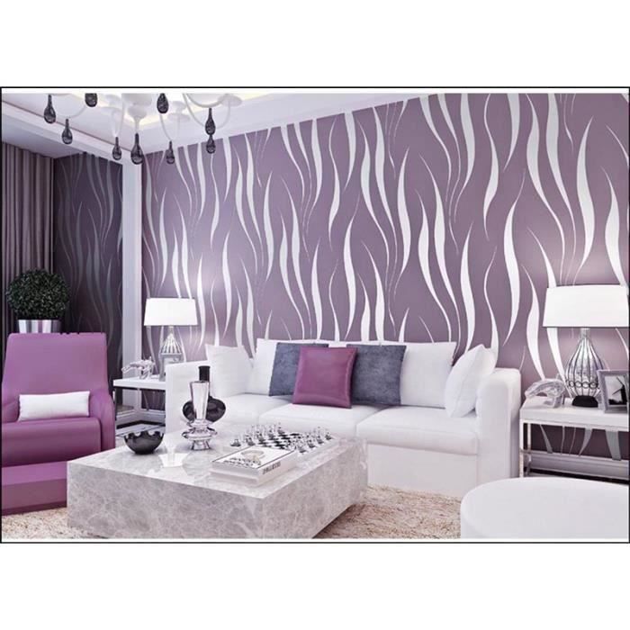 Papier Peint Moderne Intissé Motif avec Rayures 3D Flocage pour Chambre ...