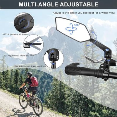 Rétroviseur Vélo Guidon 2024 - Verre UHD, Ajustable, Pour E-Bike/Scooter Accessoire Vélo électrique