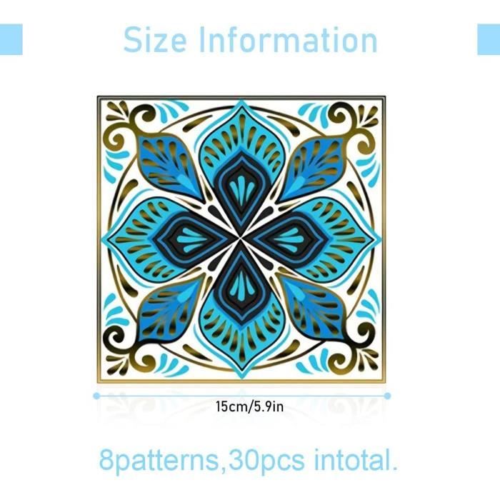 30 Pièces Stickers Carrelage, 15x15 cm Décalcomanies de Tuile Auto ...