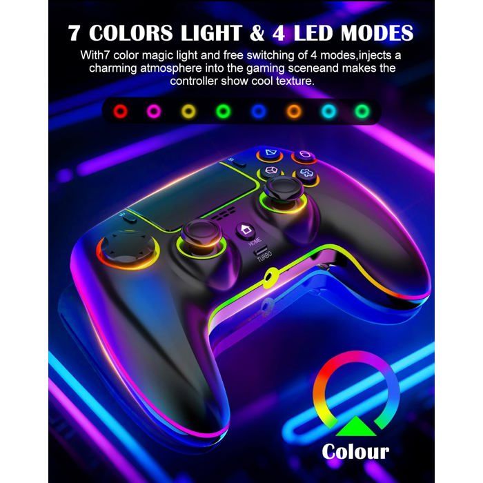 Manette sans fil pour jeux vidéo - SVATV - Éclairage RGB 7 couleurs ...