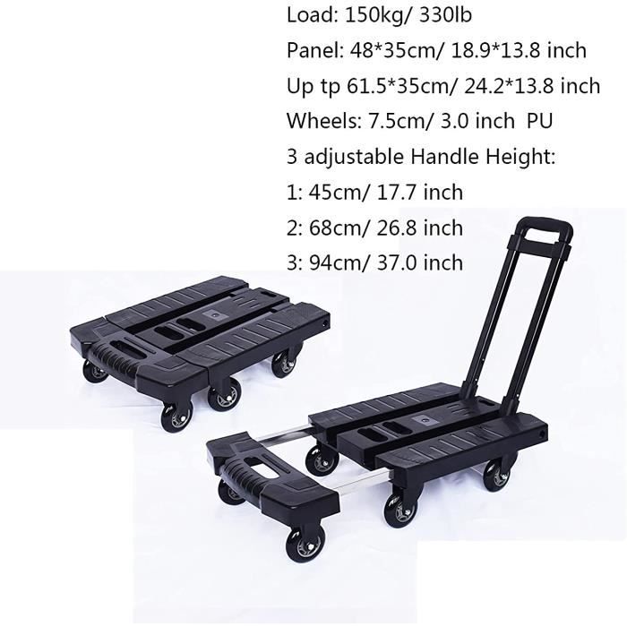 Chariot à Plateforme Camion Manuelle Pliante 6 Roues Chariot de Petit ...