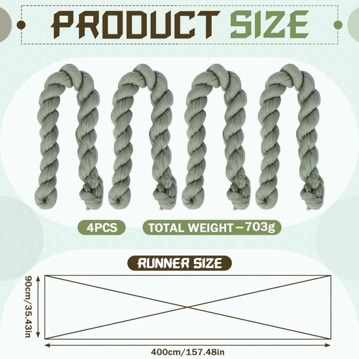 Lot De 4 Chemins De Table - 90 X 400 Cm - Vert - Polyester Gaze - Pour ...