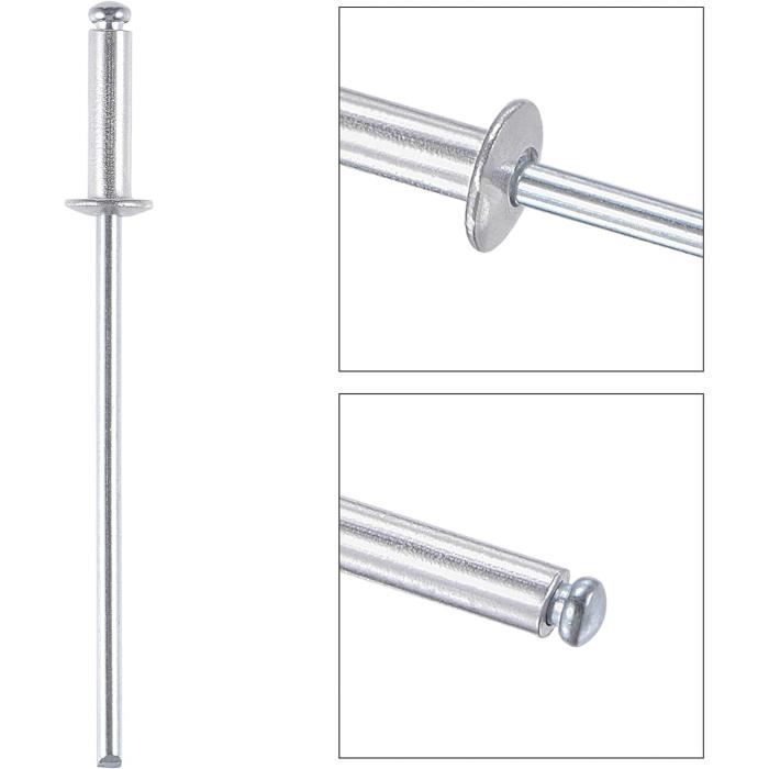 Lot De 60 Rivets Aveugles En Aluminium - 2,4 Mm De Diamètre - 9 Mm De ...