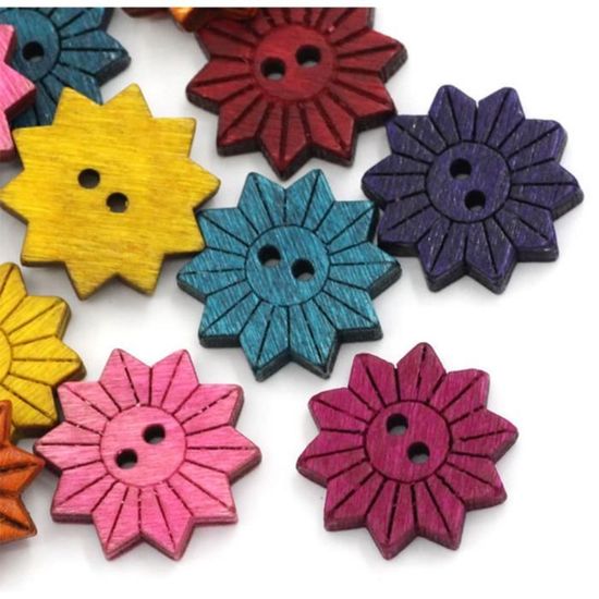 Lot de 100pcs Boutons Bois,Rétro Bouton à Coudre Plastique DIY Enfant ...