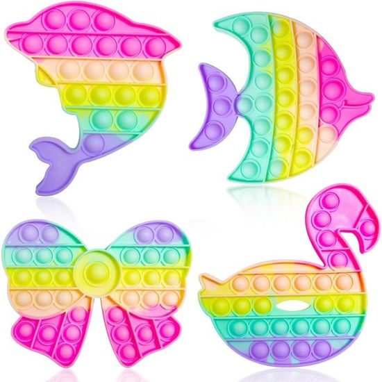 4 Pièces Pop It Fidget Toys, Push Bubble Sensory Pop Fidget Toy, Jouets ...
