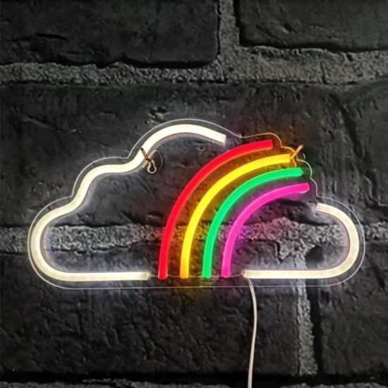 Arc-En-Ciel Sur Nuages - Lumière Néon Led - Panneau Lumineux Usb ...